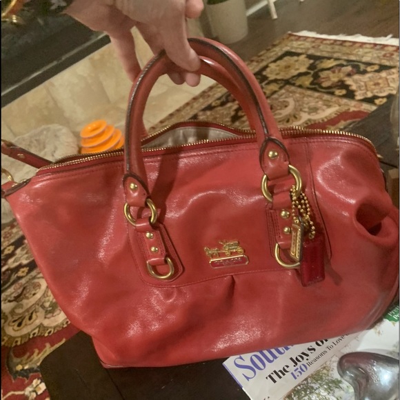 Coach | Bags | Authentic Red Leather Coach Satchelshoulder | Poshmark